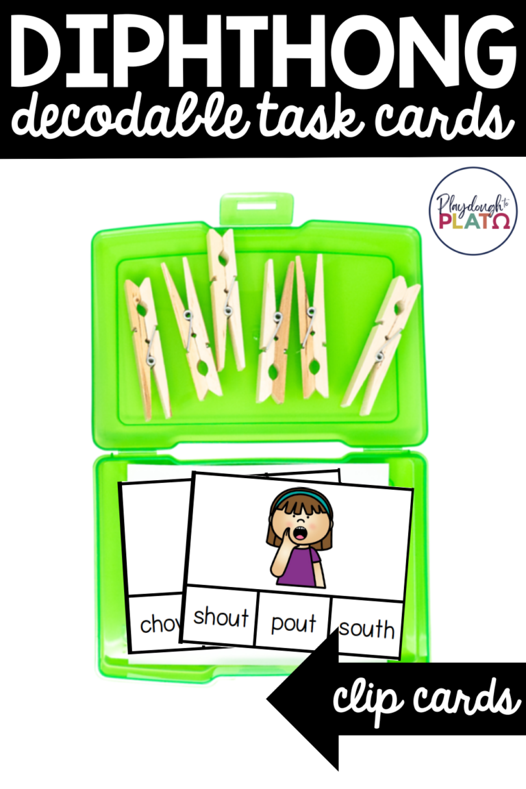 Decodable Diphthong Task Cards - Playdough To Plato