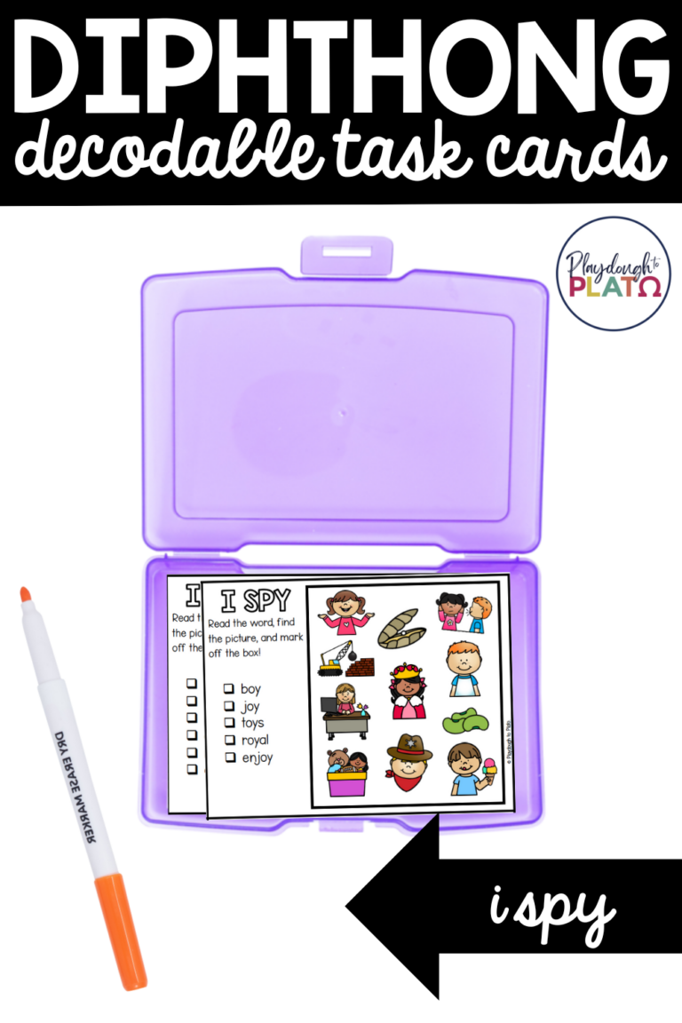 Decodable Diphthong Task Cards - Playdough To Plato