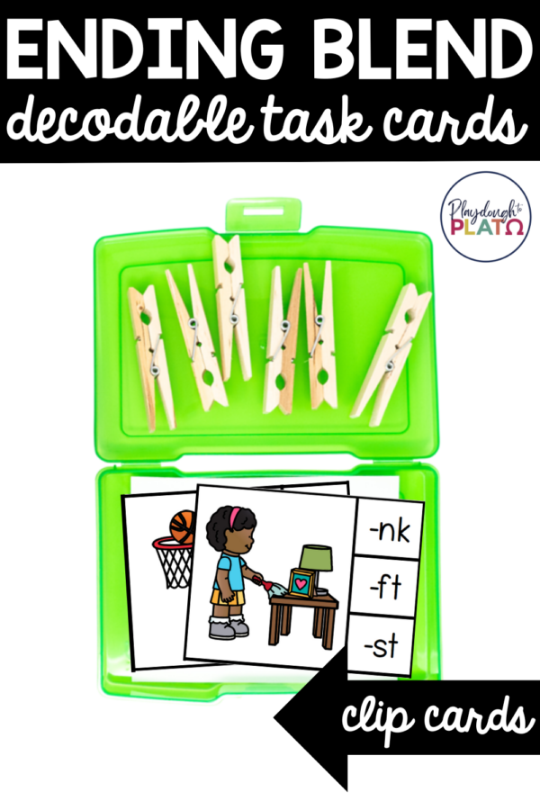 Decodable Ending Blend Task Cards - Playdough To Plato