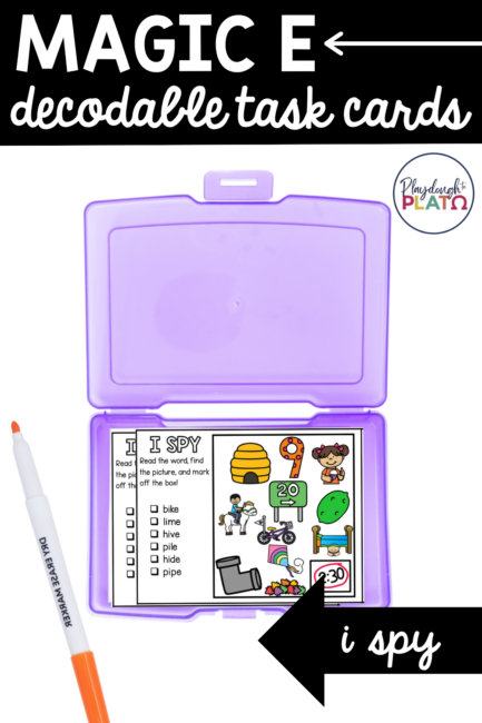 Decodable Magic E Task Cards - Playdough To Plato