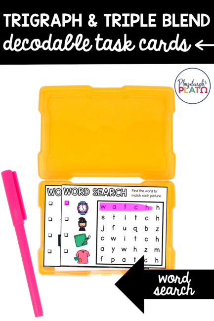 Decodable Trigraph & Triple Blend Task Cards - Playdough To Plato