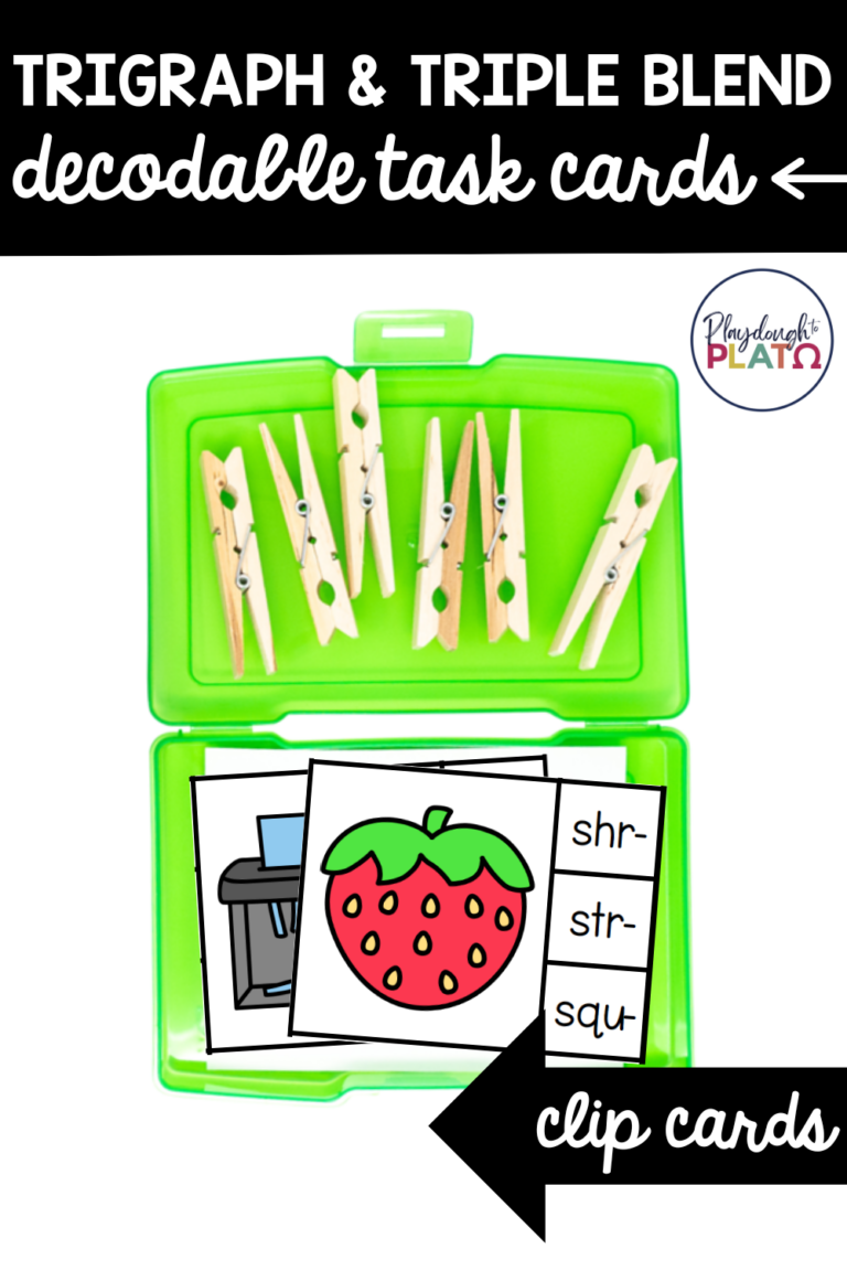 Decodable Trigraph & Triple Blend Task Cards - Playdough To Plato