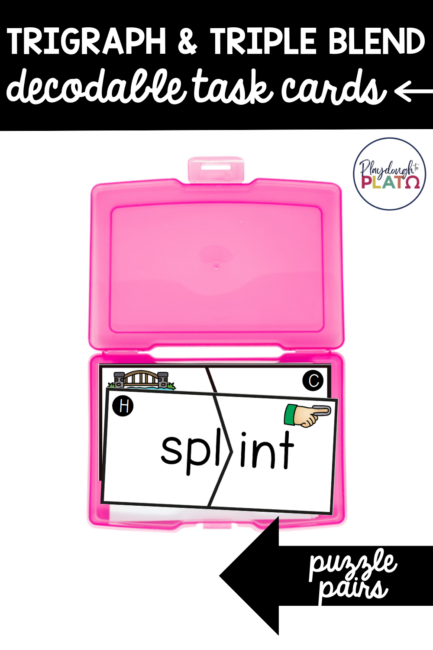 Decodable Trigraph & Triple Blend Task Cards - Playdough To Plato